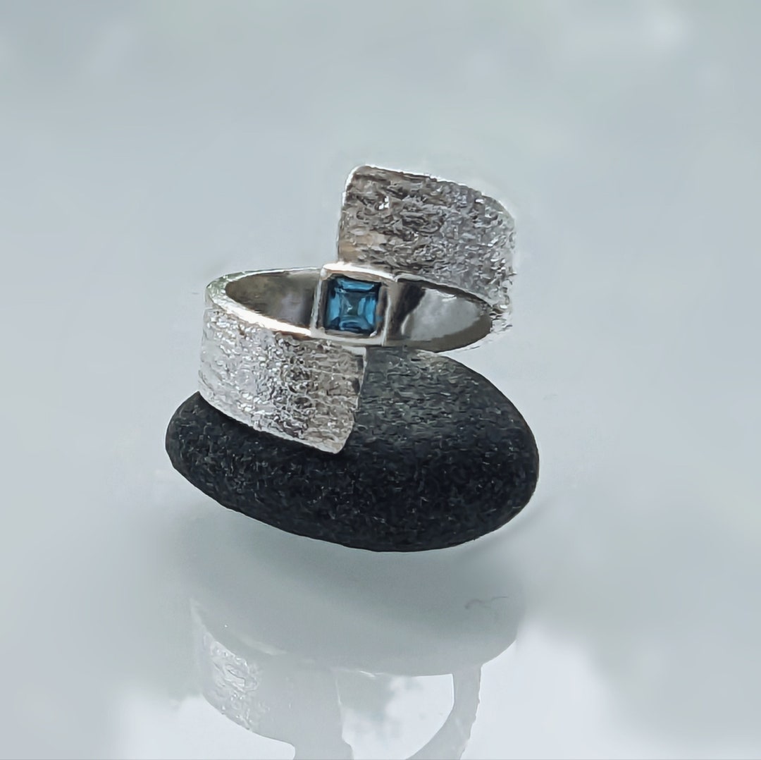 Recycled Sterling Silver Heat Fire Textured Topaz Ring - Etsy