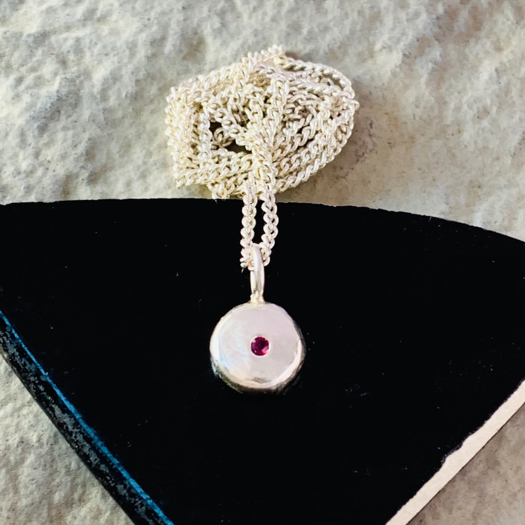 Recycled Sterling Silver Ruby Pebble Pendant - Etsy