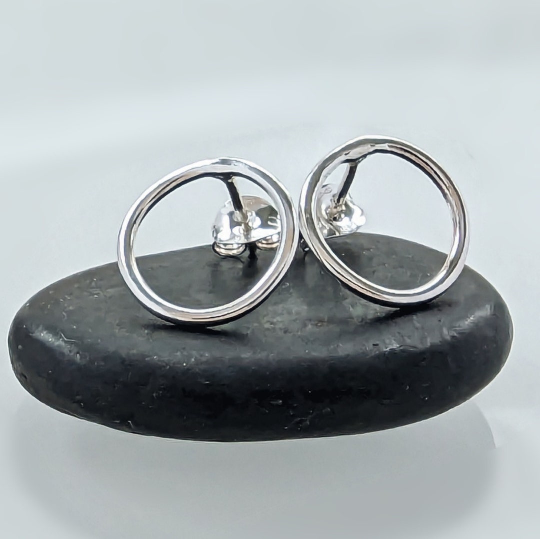 Recycled Sterling Silver Hoop Stud Earrings: Reticulated Texture - Etsy