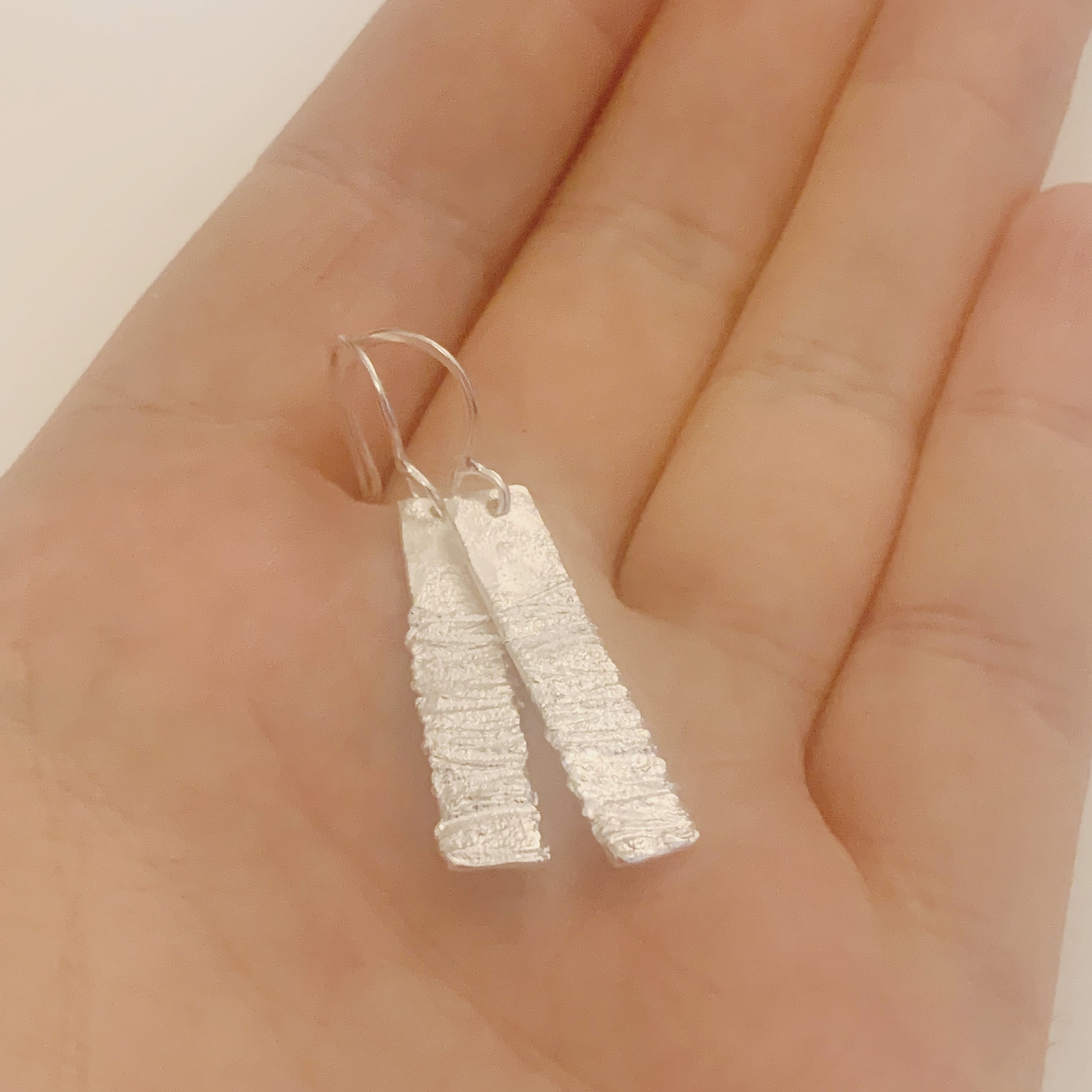 Silver Drop Earrings Sterling Silver Earrings Recyceld - Etsy