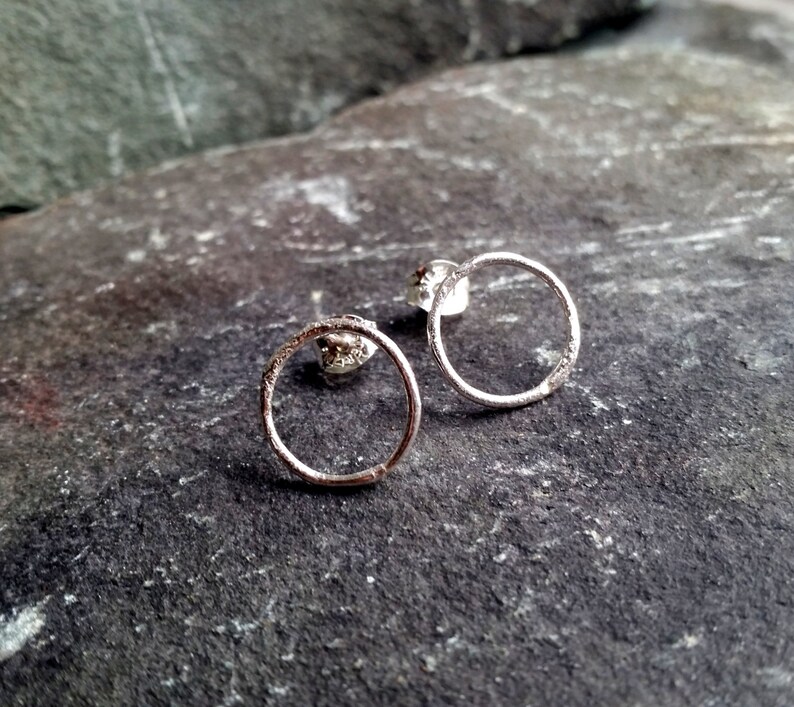 Recycled Sterling Silver Hoop Stud Earrings Stud Earrings - Etsy