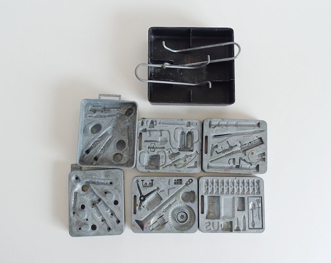 1965 Mattel Fighting Men Military Soldier 6 Metal Molds Tray Tools USA ...