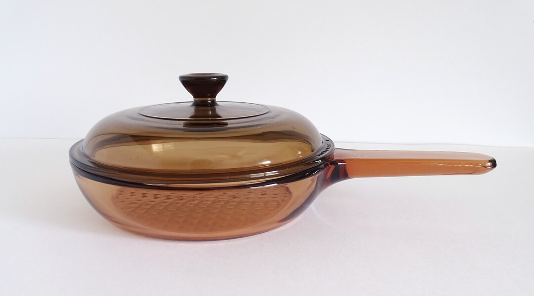 Corning Vision Amber Vintage 7 Frying Pan Skillet Waffle Bottom France ...