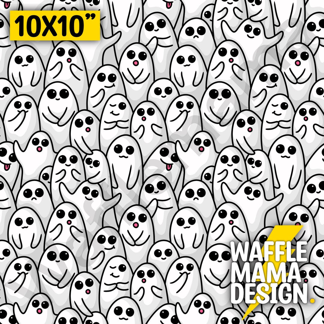 Non Exclusive - Ghost Crowd Doodle -seamless Pattern, Digital File for ...