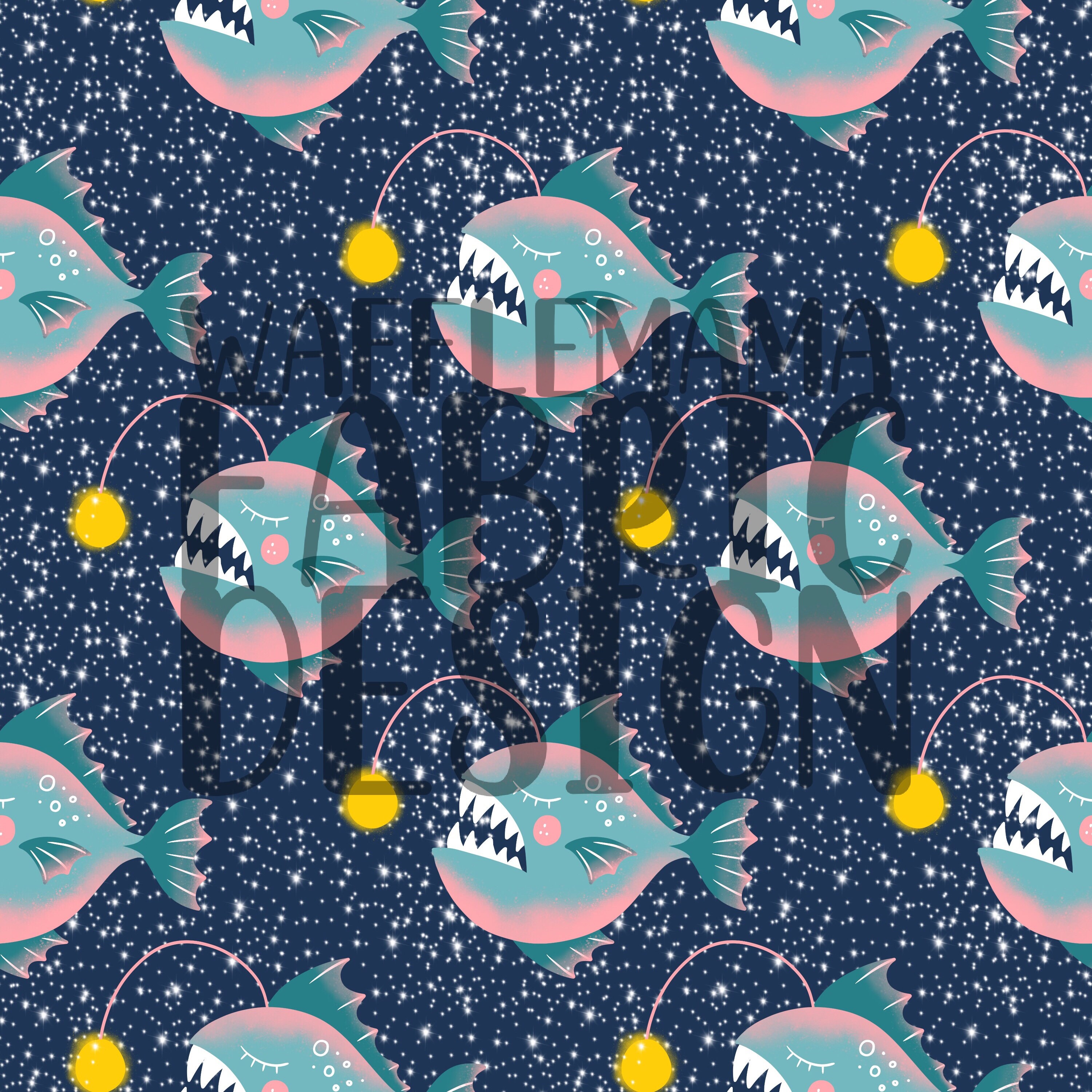 Angler Fish Seamless Pattern in 4 Colourways Digital File - Etsy UK