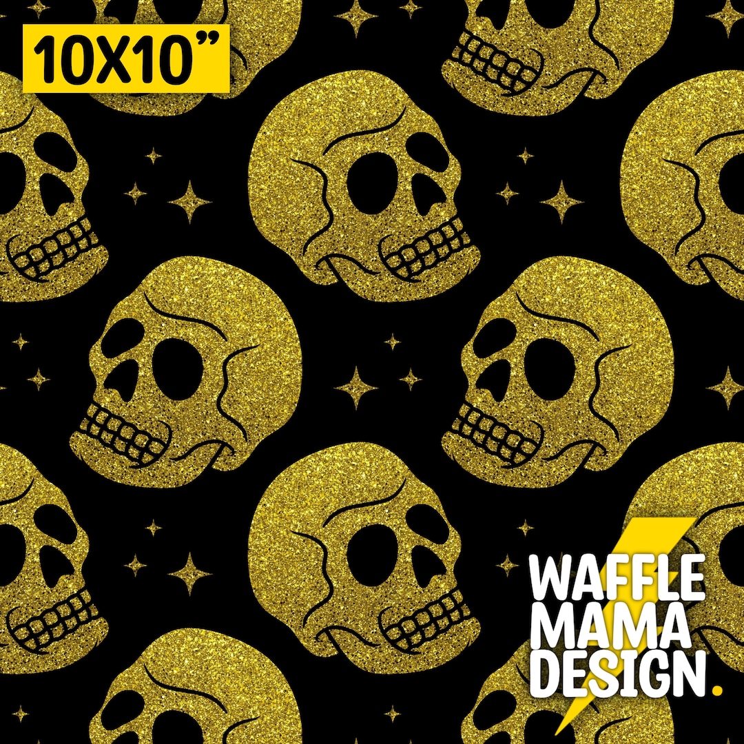 Set of 5 Glitter Skulls Seamless Pattern - 5 Designs, Digital File for ...