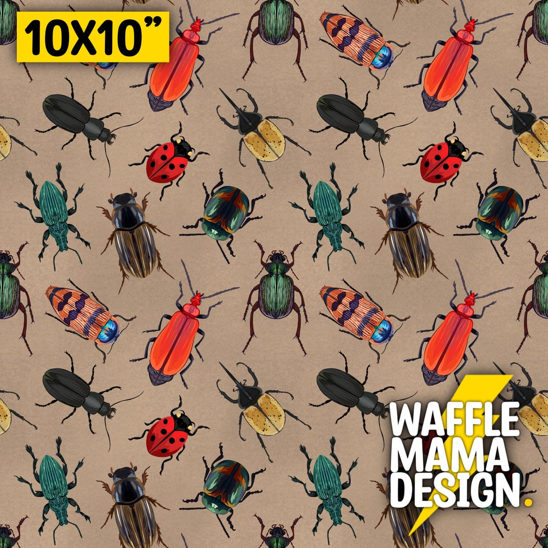 Non Exclusive Set of 5 Beetle Bugs Seamless Pattern - Digital File for ...