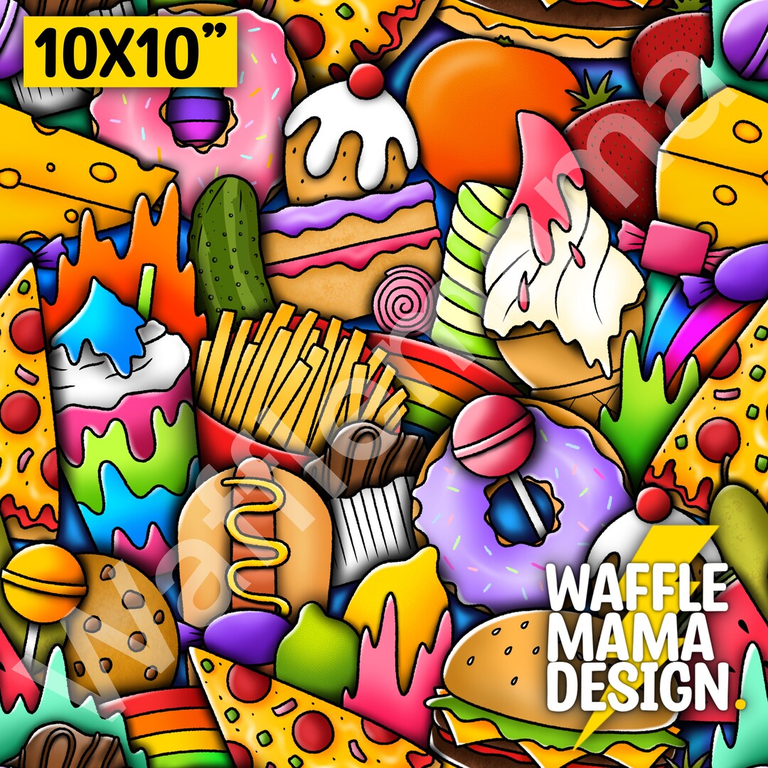 Non Exclusive - Food Glorious Food -seamless Pattern, Digital File ...