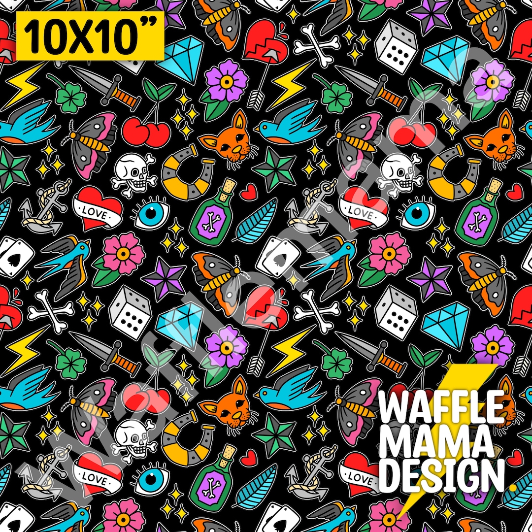 Non Exclusive Set of 5 Tattoo Confetti Seamless Pattern - 5 Colourways ...