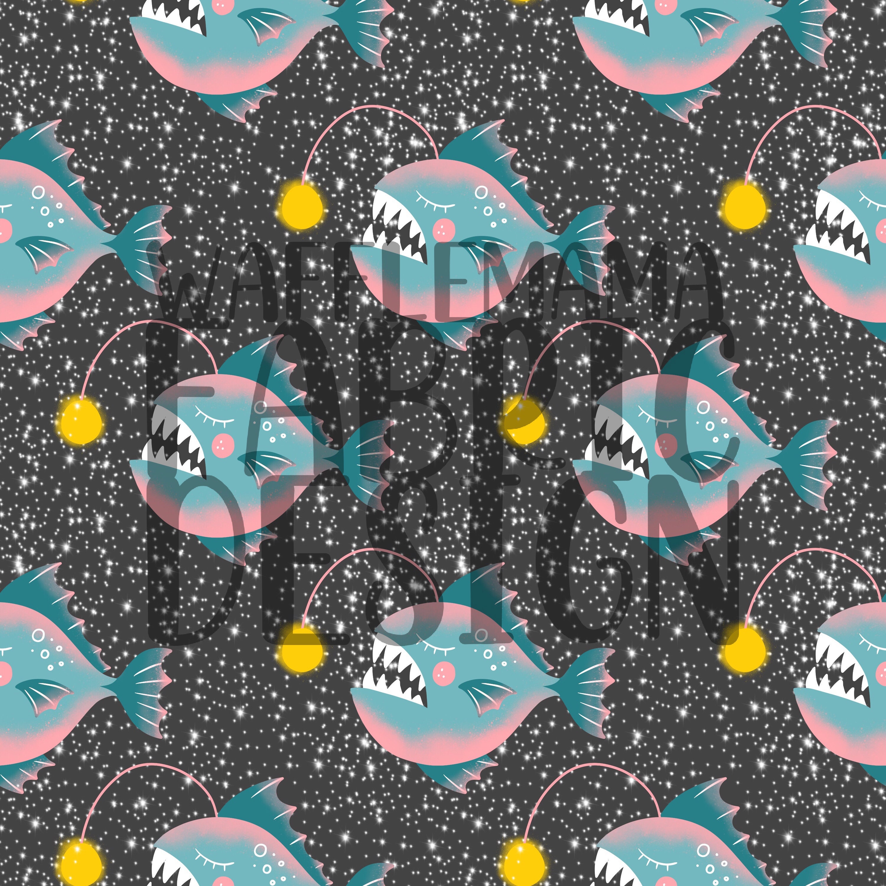 Angler Fish Seamless Pattern in 4 Colourways Digital File - Etsy UK