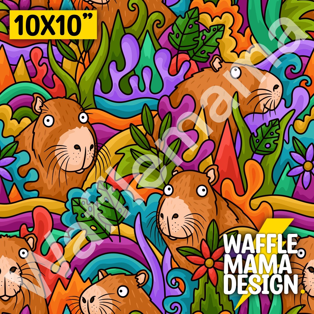 Non Exclusive - Capybara Doodle -seamless Pattern, Digital File for ...