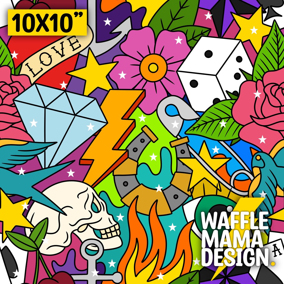 Non Exclusive - TATTOO Chaos V2 -seamless Pattern, Digital File Repeat ...