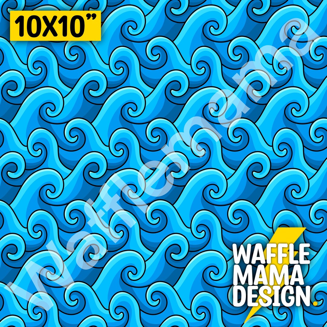 Non Exclusive - Blue Wave Seamless Patterns, Digital File for Repeat ...