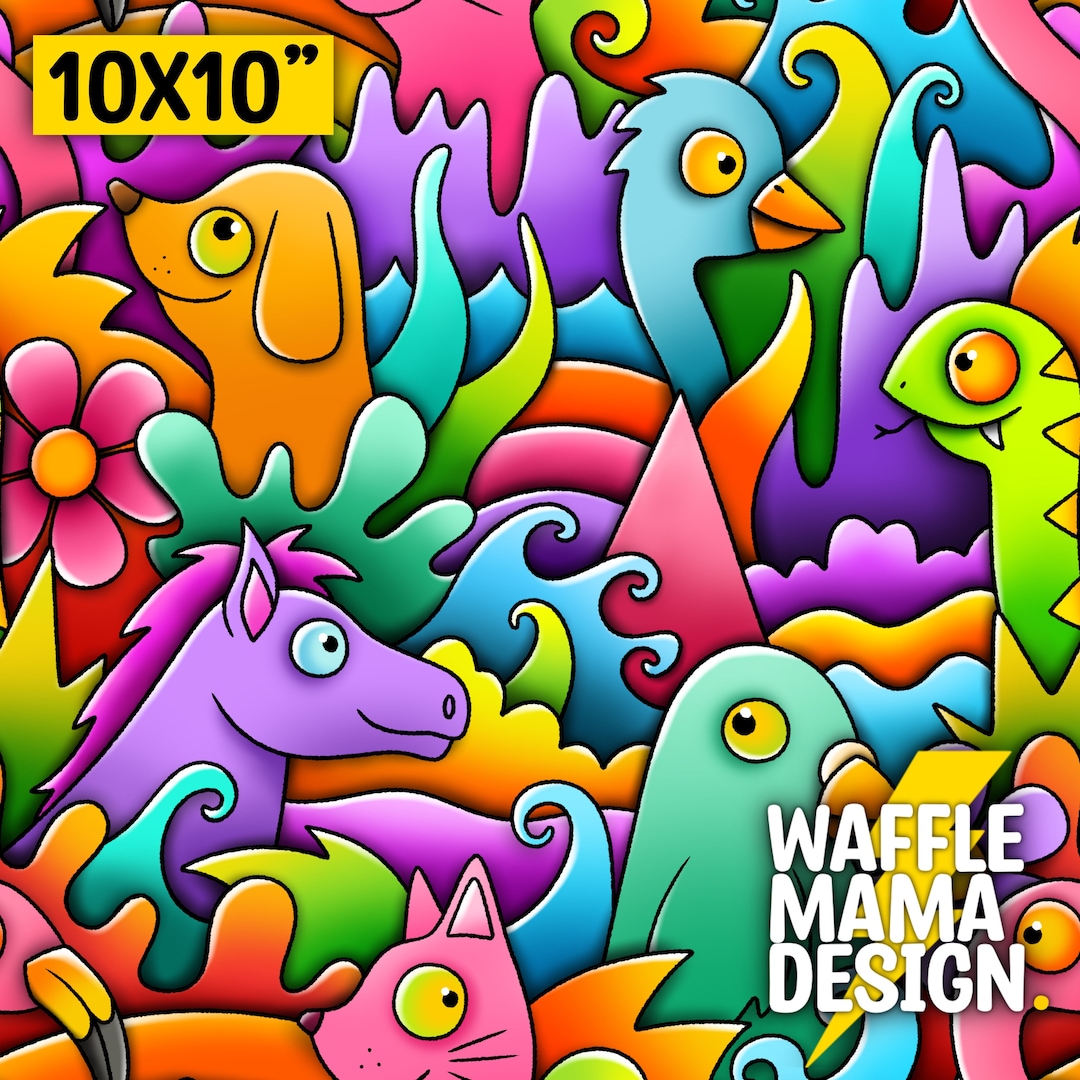 Non Exclusive - Zoo Doodle -seamless Pattern, Digital File for Repeat ...