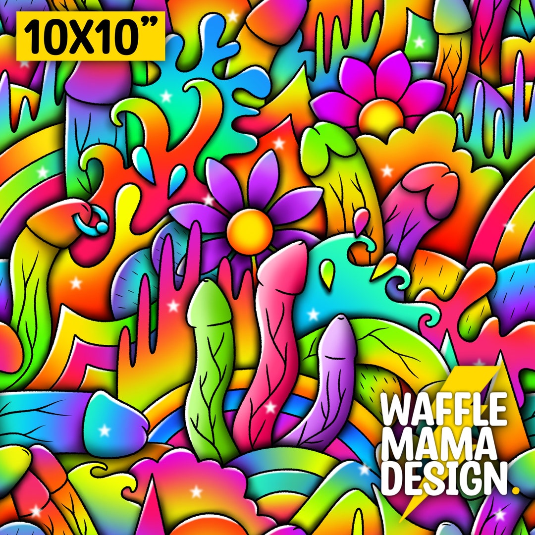 Non Exclusive Adult Penis Art Doodle Seamless Pattern Digital File For Repeat Pattern 10 In X