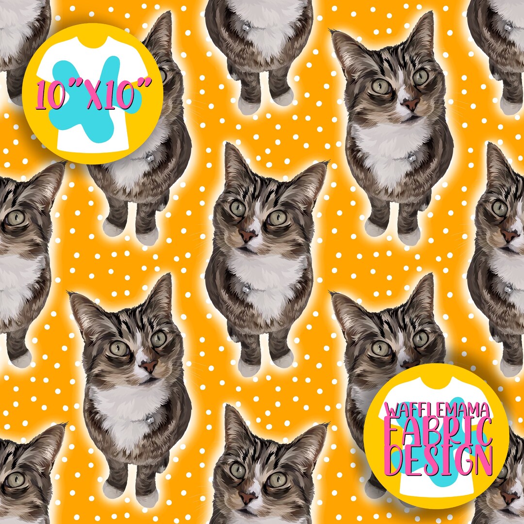 EXCLUSIVE Tabby Cat Design on Orange, Seamless Pattern 1 Colour ...