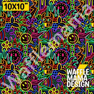 Non Exclusive - Neon Doodle -seamless Pattern, Digital File for Repeat ...