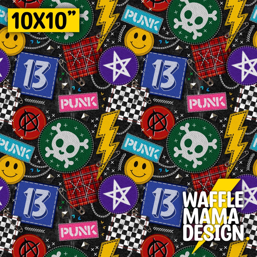 Set of 5 Punk Patches Seamless Patterns - 5 Designs, Digital File ...