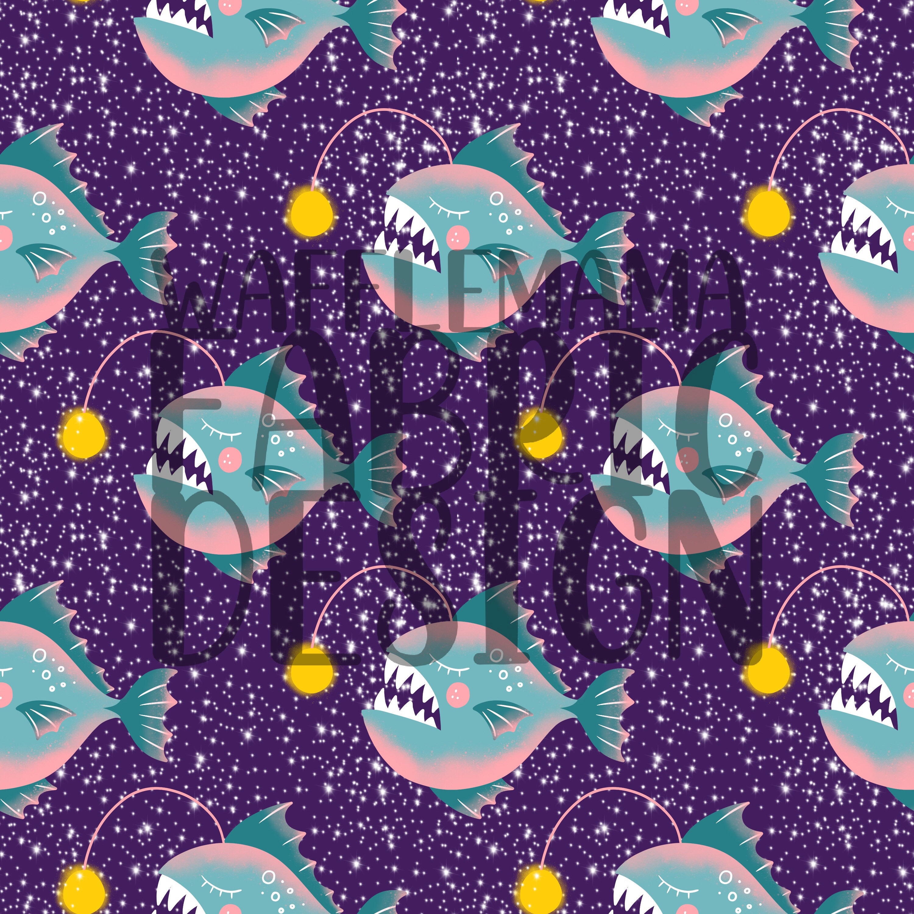 Angler Fish Seamless Pattern in 4 Colourways Digital File - Etsy UK