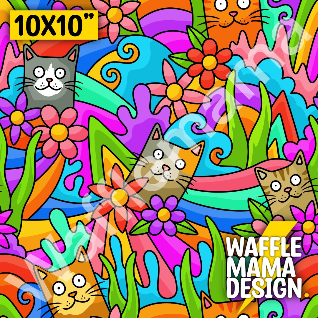 Non Exclusive - Kitty Cat Doodle -seamless Pattern, Digital File for ...