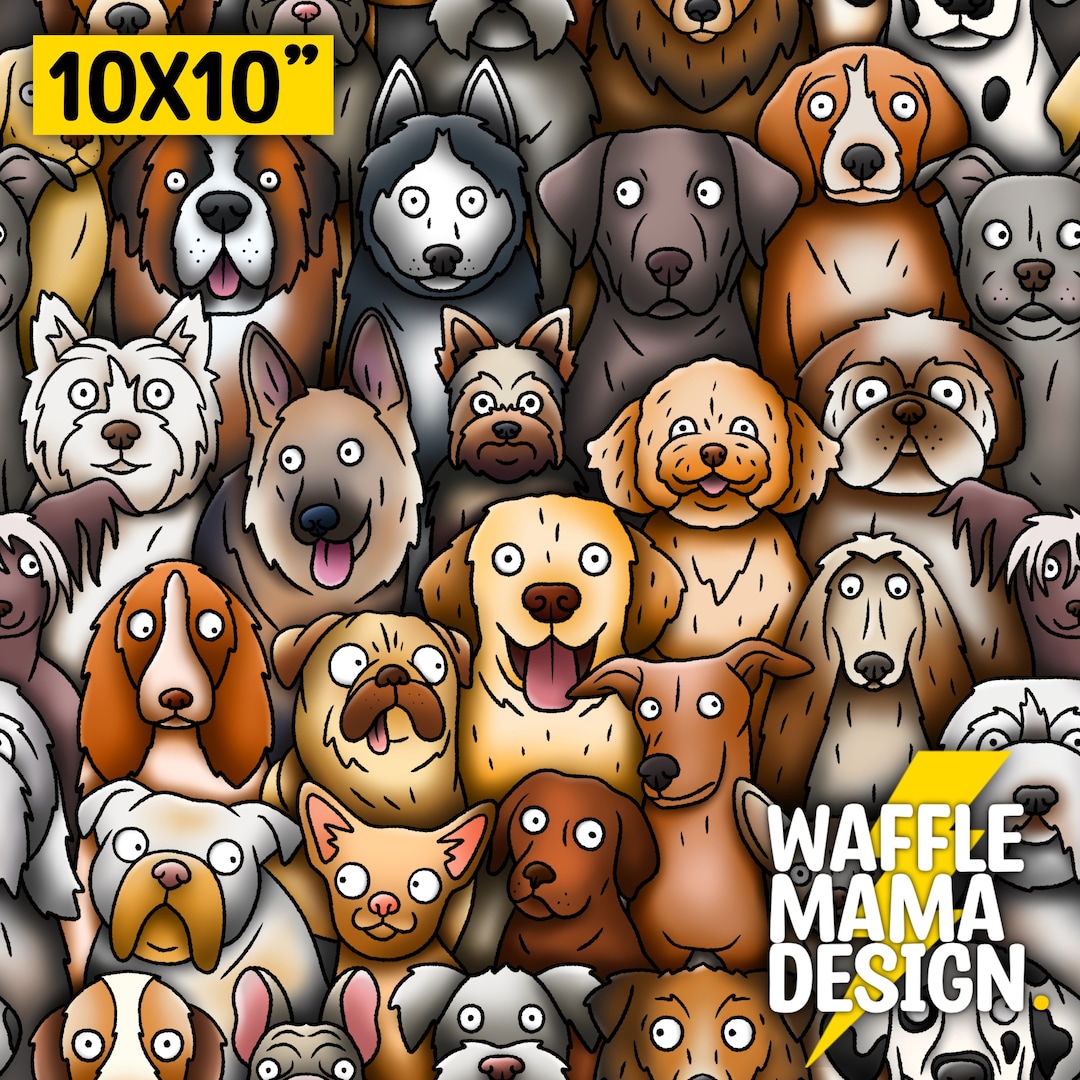 Non Exclusive - Dog Breed Doodle -seamless Pattern, Digital File Repeat ...