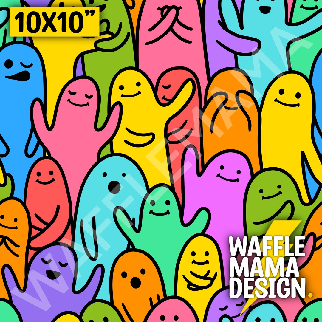 Non Exclusive - Jelly Bean People Doodle -seamless Pattern, Digital ...