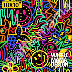 Non Exclusive - Neon Doodle -seamless Pattern, Digital File for Repeat ...