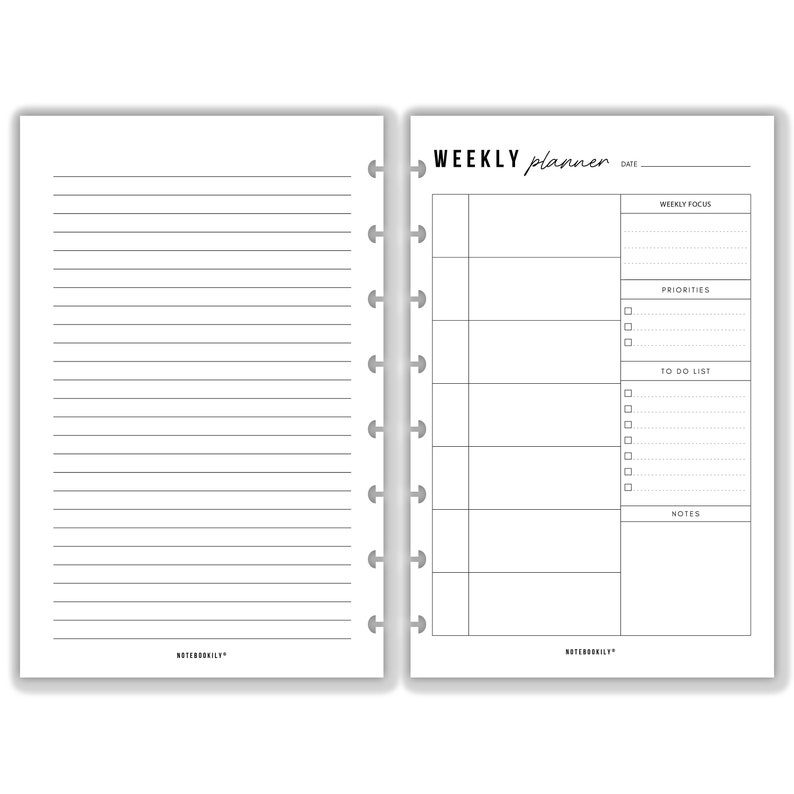 Undated Weekly Planner Inserts for Discbound Junior - Etsy