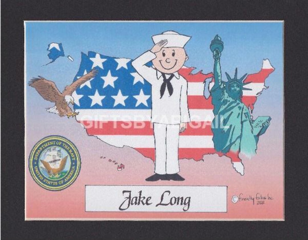 US Navy Personalized Cartoon Gift – Custom Military Picture With Name ...
