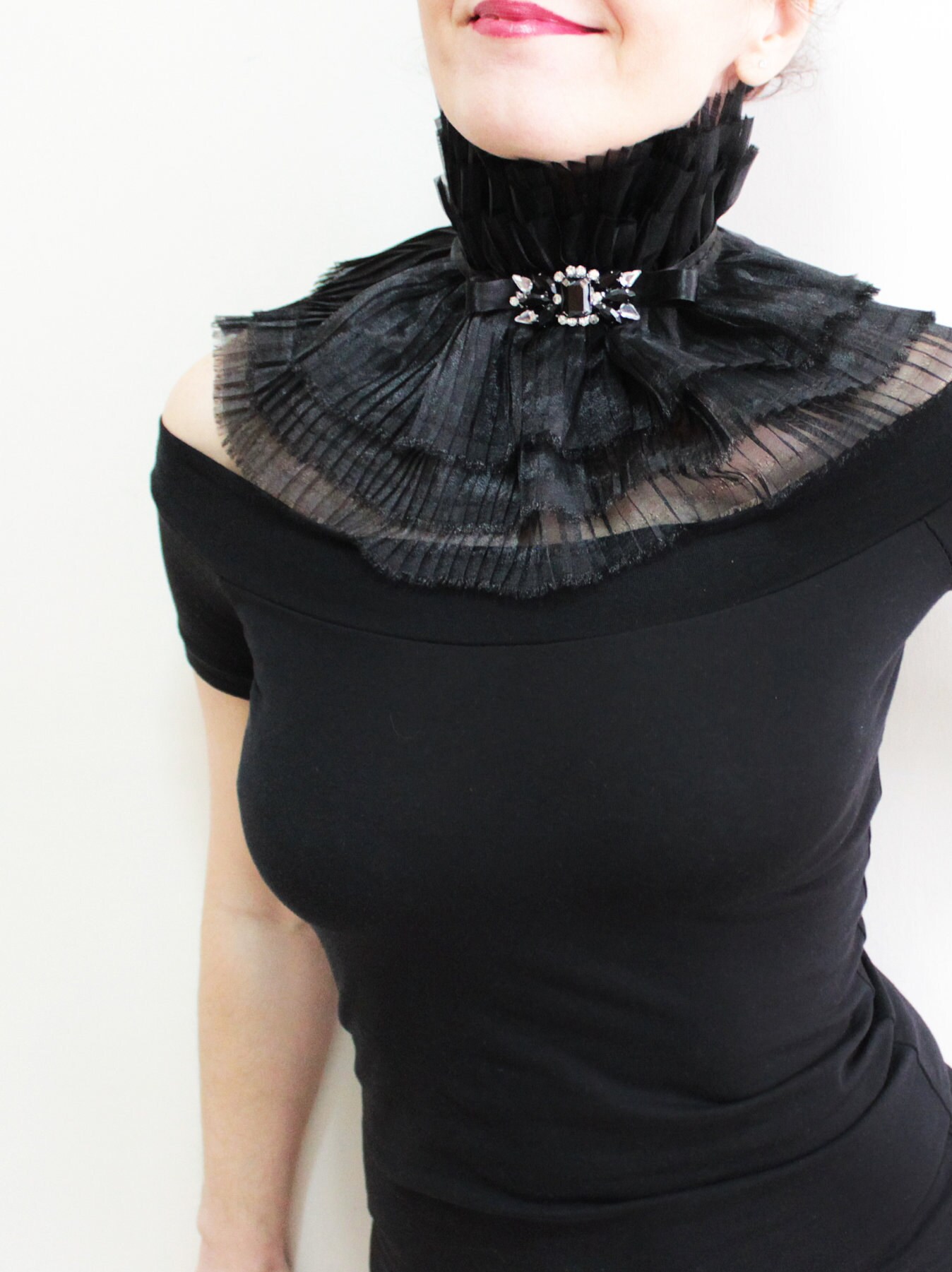 Black Detachable Ruffle Collar Unique Gifts Peter Pan Collar - Etsy