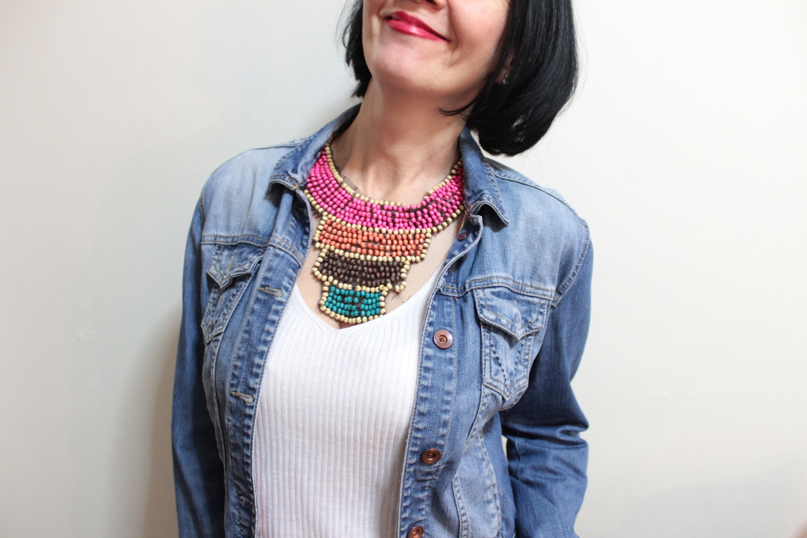 Bib Statement Necklace Embroidered Bib Necklace Statement - Etsy