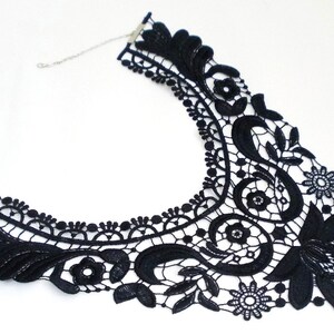 Black Victorian Bib Necklace French Lace Statement Lace Bib Necklace ...