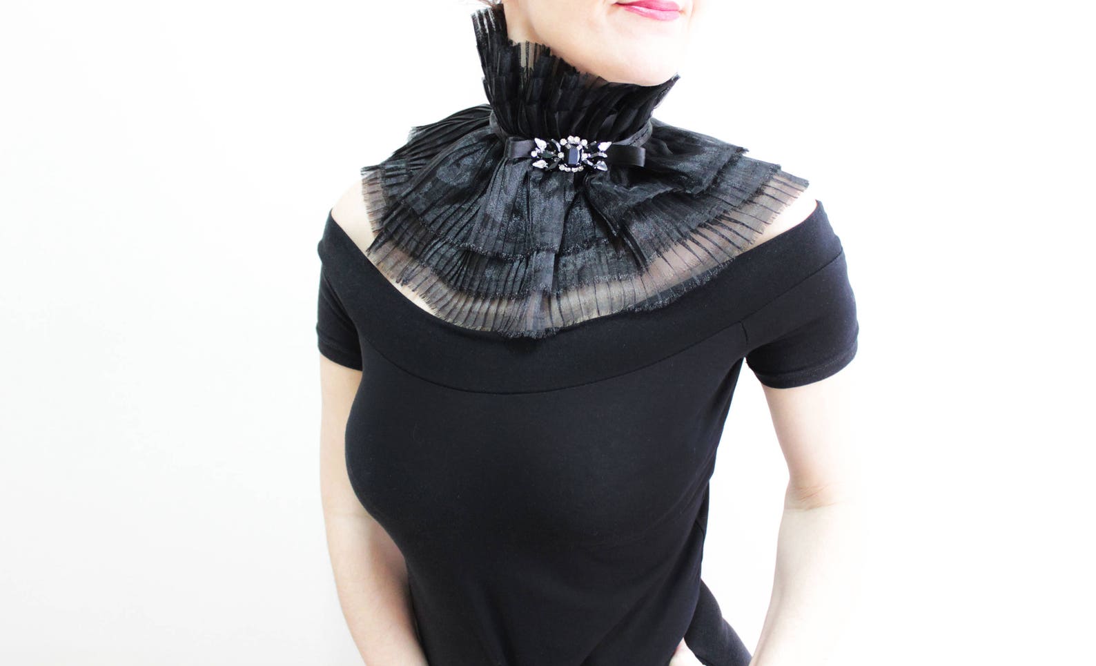 Black Detachable Ruffle Collar Unique Gifts Peter Pan Collar - Etsy