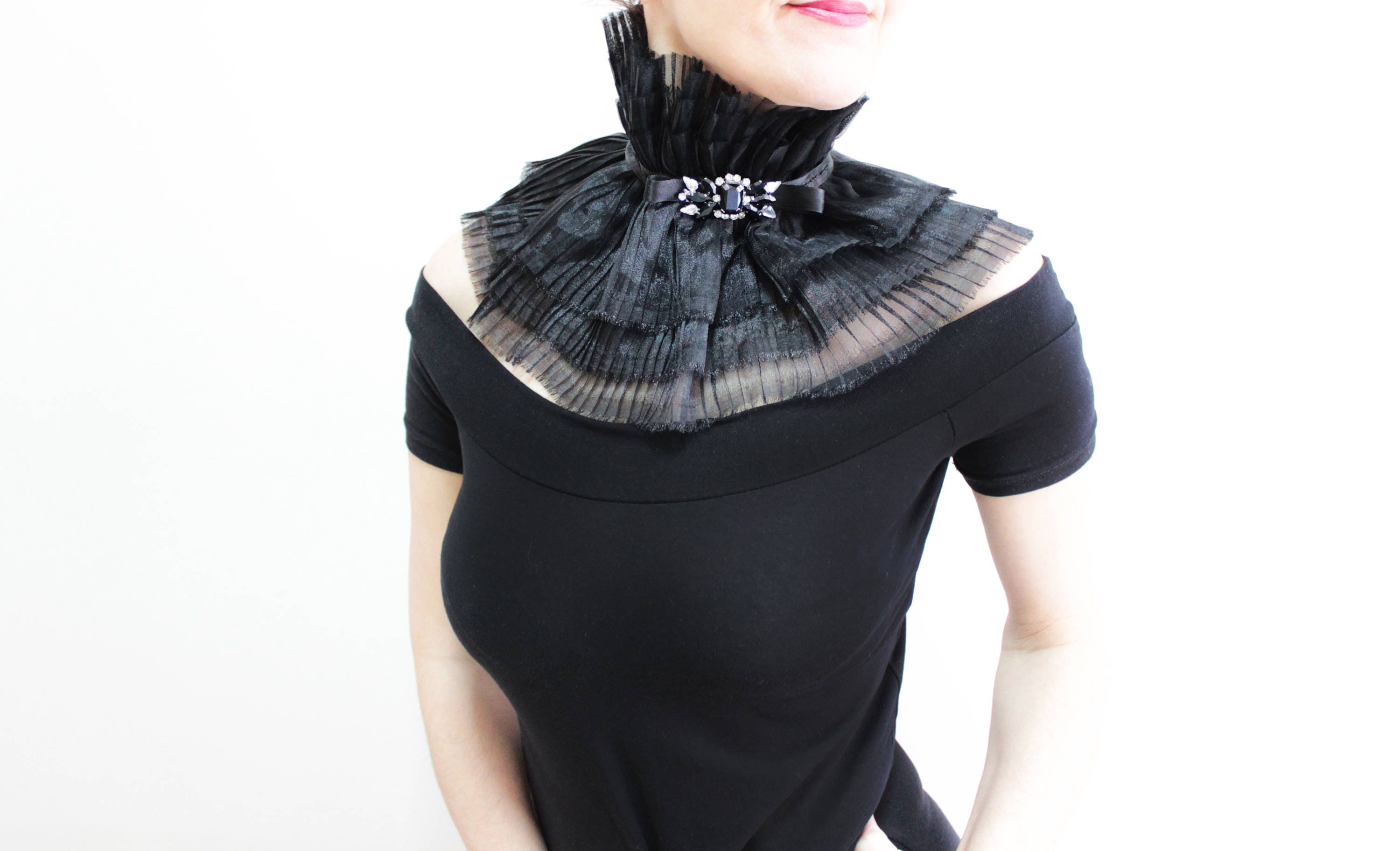 Black Detachable Ruffle Collar Unique Gifts Peter Pan Collar - Etsy
