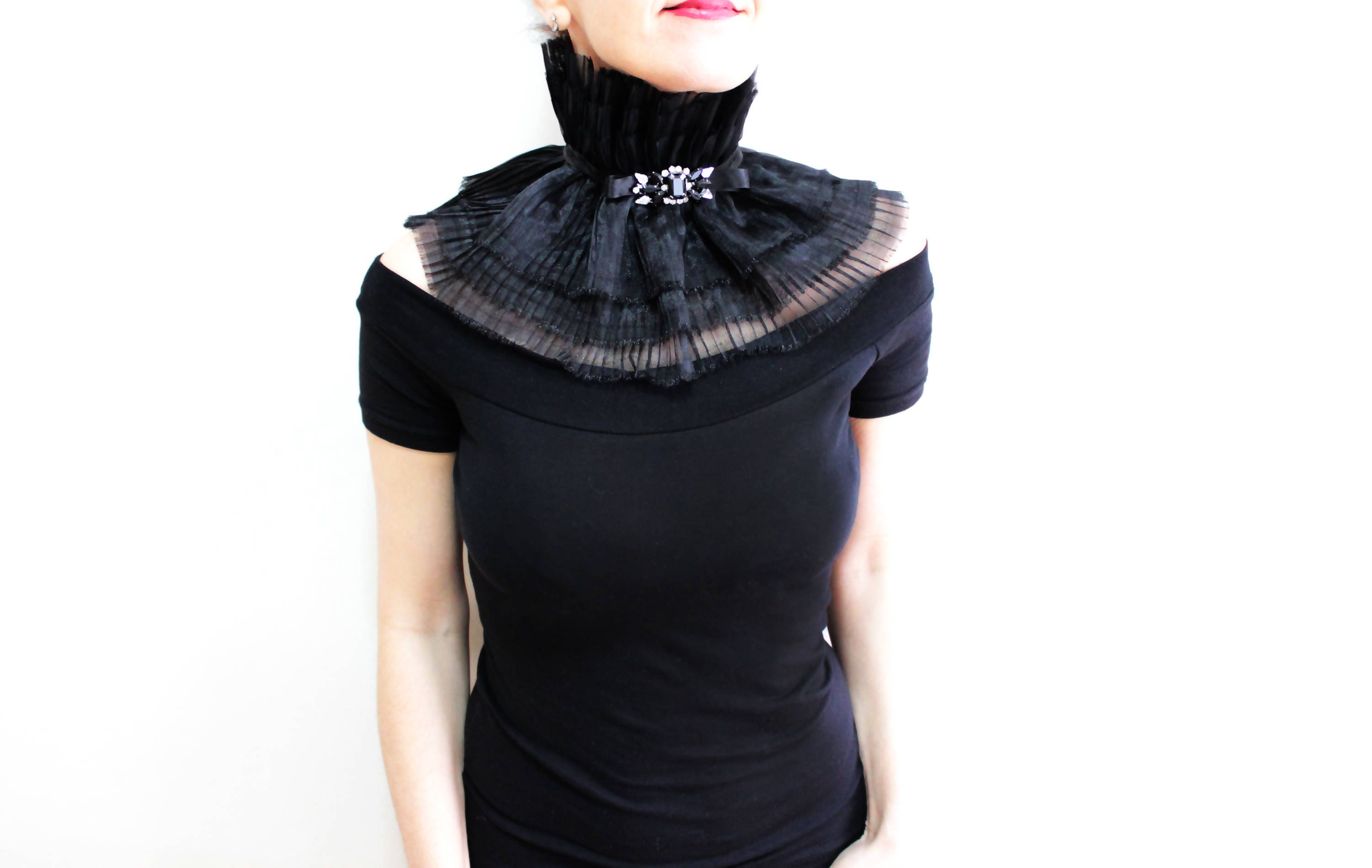 Black Detachable Ruffle Collar Unique Gifts Peter Pan Collar - Etsy