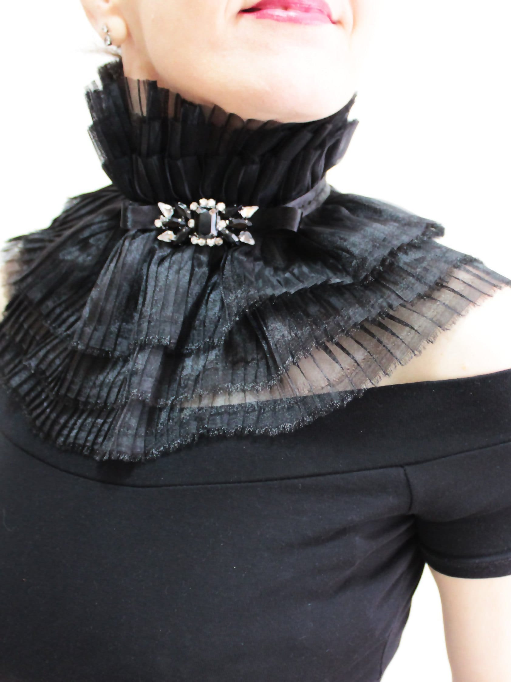 Black Detachable Ruffle Collar Unique Gifts Peter Pan Collar - Etsy