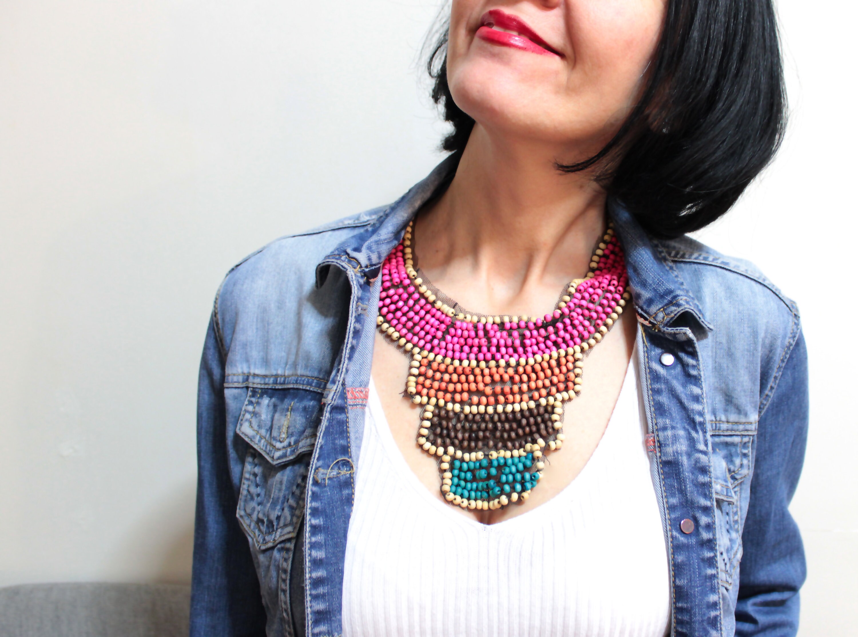 Bib Statement Necklace Embroidered Bib Necklace Statement - Etsy