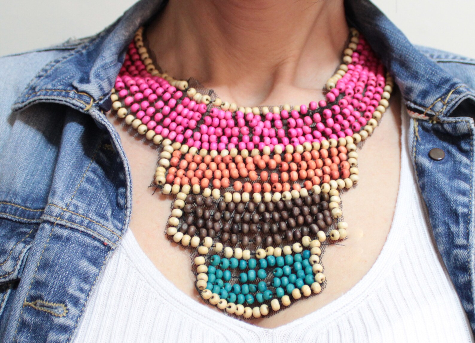 Bib Statement Necklace Embroidered Bib Necklace Statement - Etsy