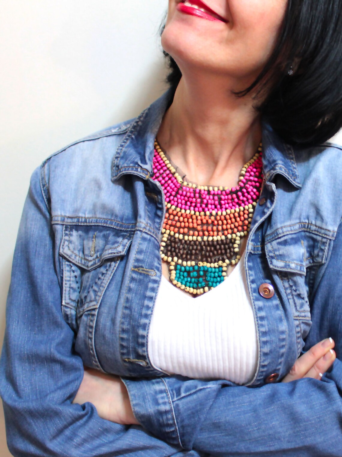 Bib Statement Necklace Embroidered Bib Necklace Statement - Etsy