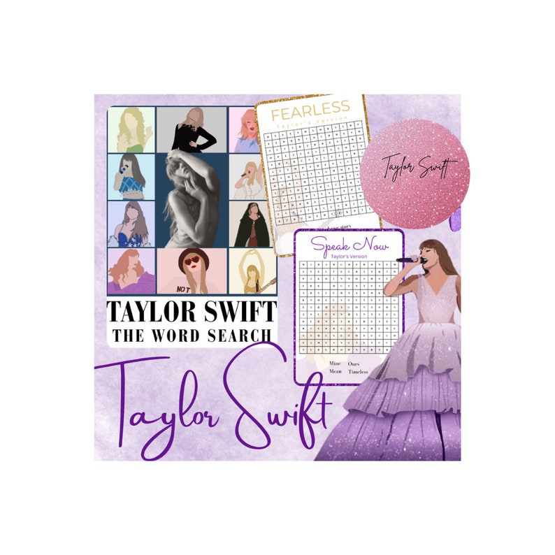 Taylor Swift Word Searches, 13 Mini Word Searches, Printable ...