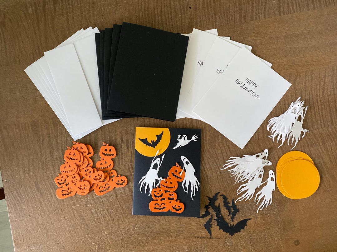Halloween Card Kit. OOAK Set of 6 Halloween Cards to Create Black and ...