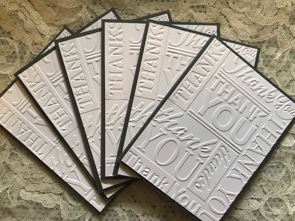 Set of 6 Thank You Cards Masculine Thank You Cards Black and - Etsy