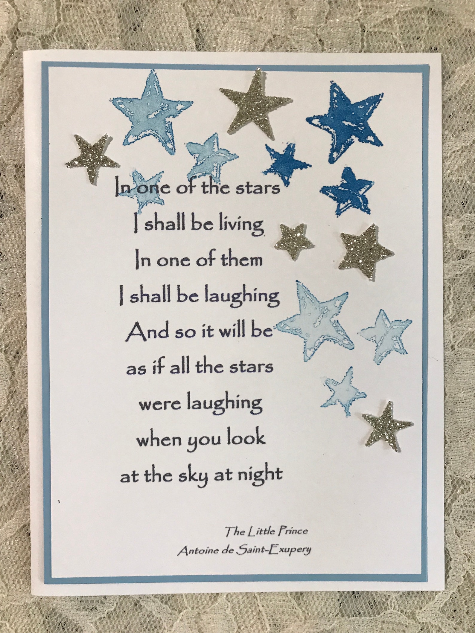 Greeting Card Handmade the Little Prince Card With Stars - Etsy