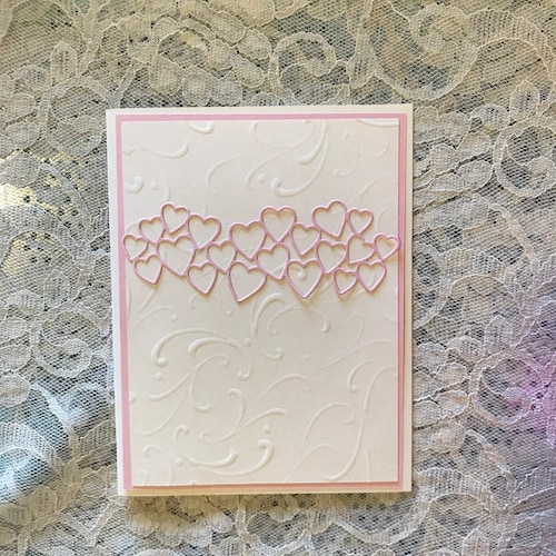 Handmade Greeting Card Love Card Pink and White Embossed - Etsy