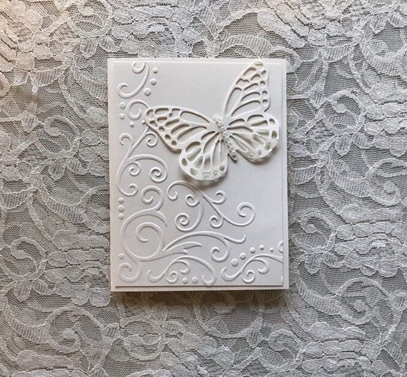 Greeting Card Handmade: Ivory on Ivory Large Die Cut - Etsy
