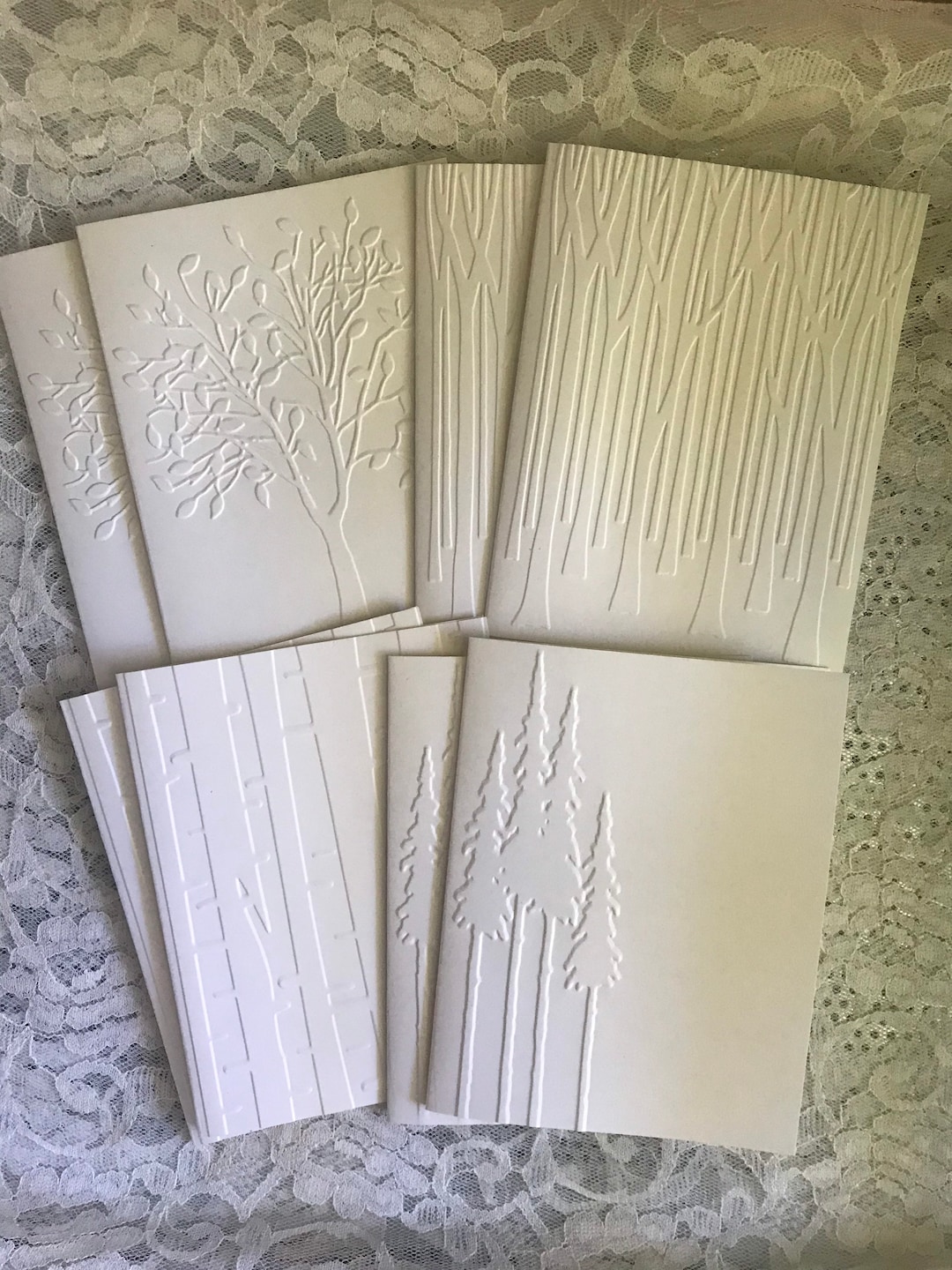 Handmade Set of 8 Cards With Trees, Cards for Nature Lover. Card for a ...