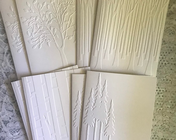 Handmade Set of 8 Cards With Trees, Cards for Nature Lover. Card for a ...