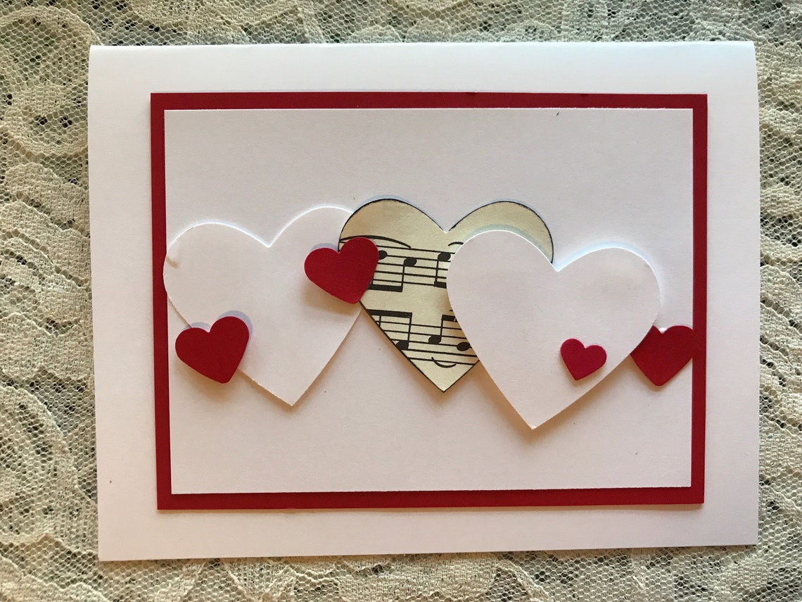Handmade Greeting Card: Hearts Valentine Love Card - Etsy UK