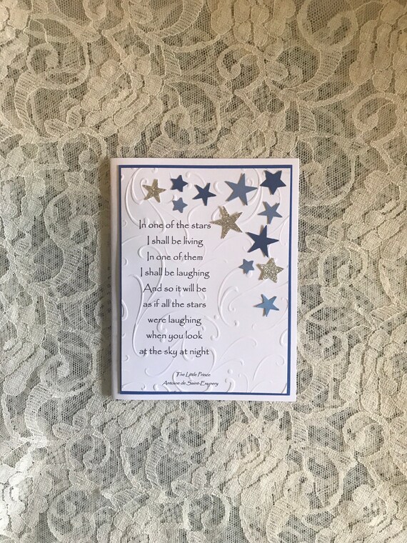 Greeting card handmade The Little Prince card with stars | Etsy