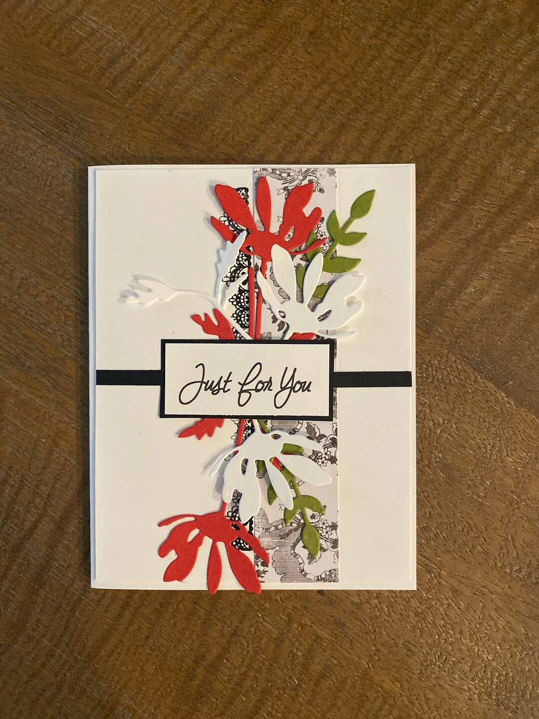 Greeting Card Handmade: Red and White Greeting Card With Flowers ...